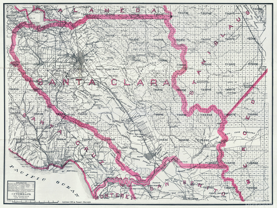1914 Map of Santa Clara County California – Early 20th Century Regional ...