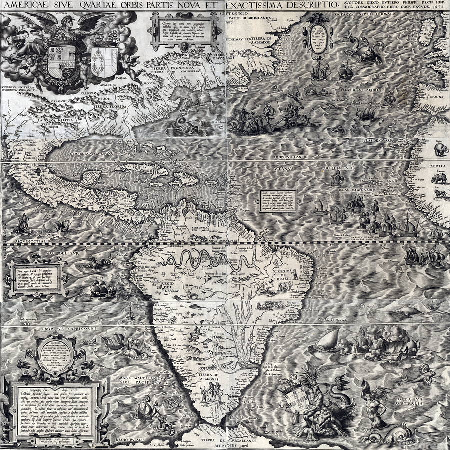 1562 Diego Gutierrez Map of America – Early Spanish Colonial Map ...