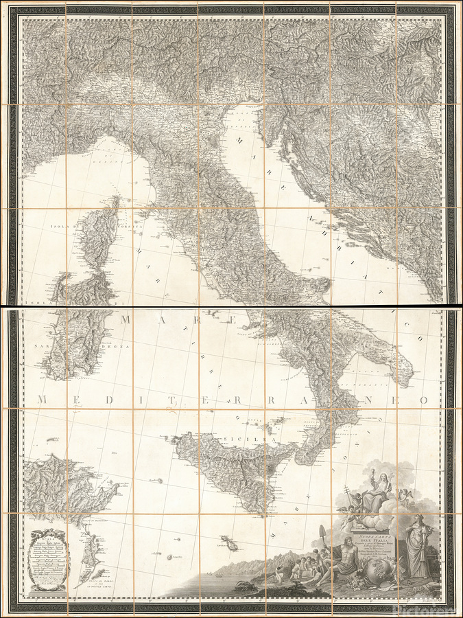 1802 Map of Italy Showing Kingdoms Principalities and Geographic ...