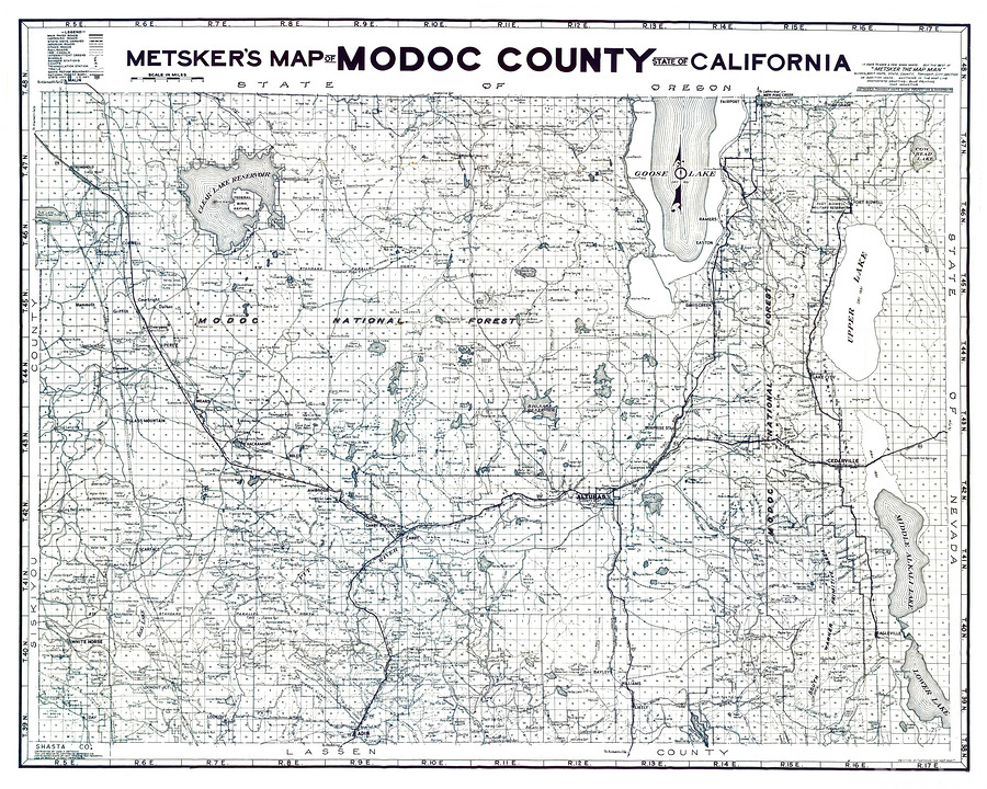 Map of Modoc County California by History In Your Home Wall Art