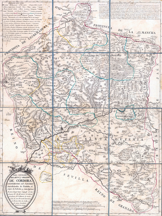 1797 Map of Cordova Region Spain by History In Your Home Wall Art