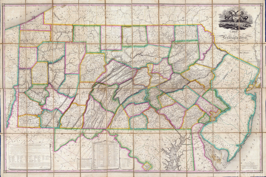 1826 John Melish Map of Pennsylvania – Detailed Early 19th-Century Map ...