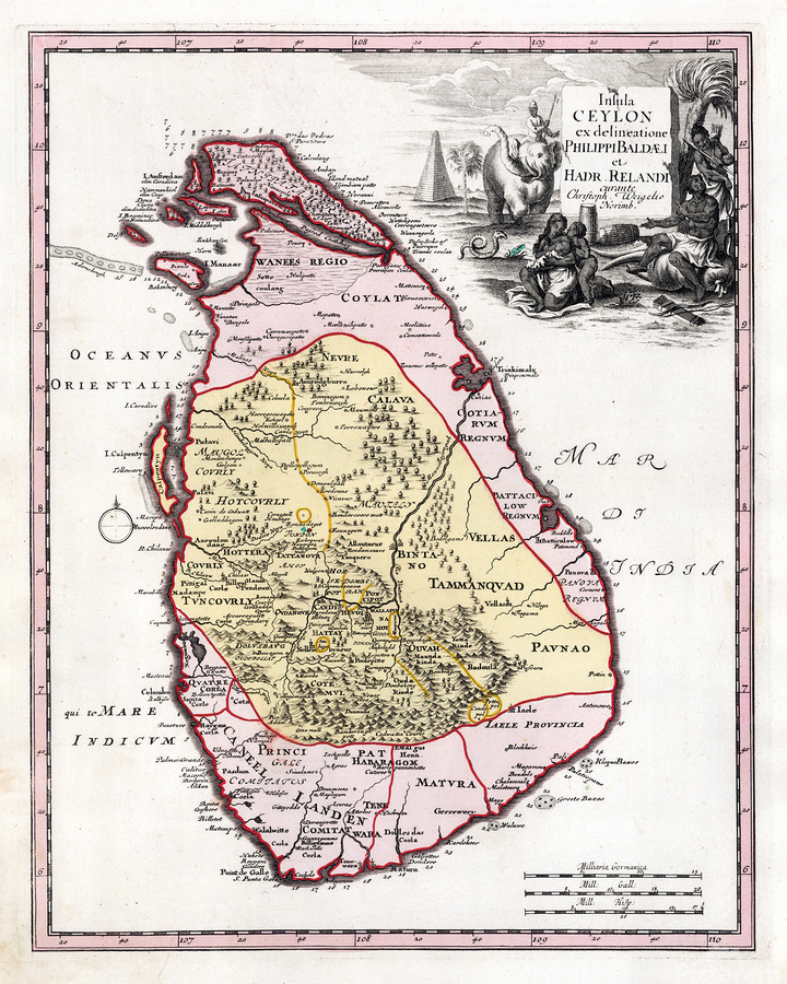 1718 Map of Ceylon Sri Lanka by History In Your Home Wall Art