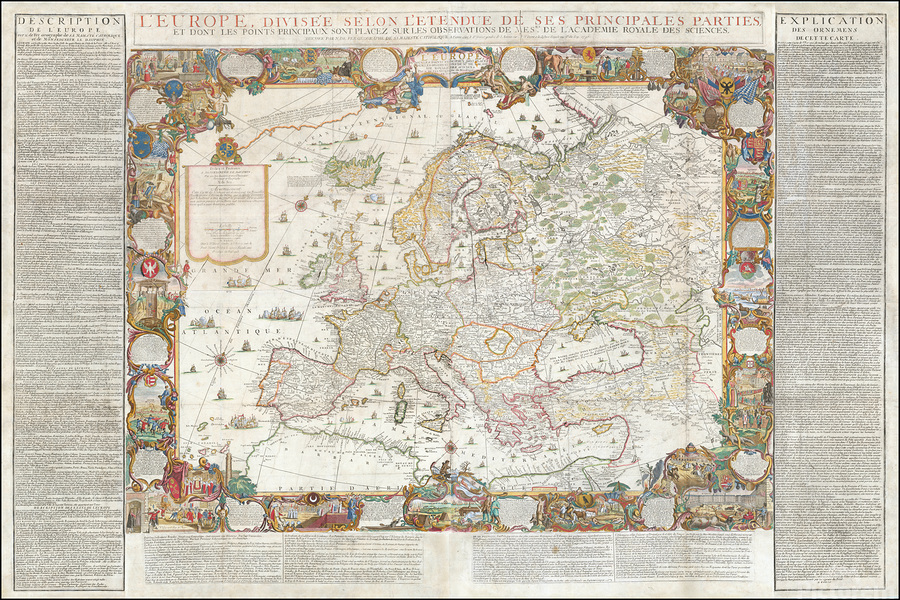 1730 Wall Map of Europe Commissioned by Louis XV Showing Political ...