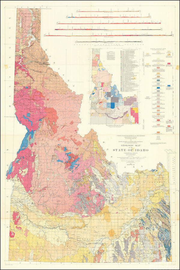 Geological Map of Idaho by History In Your Home Wall Art