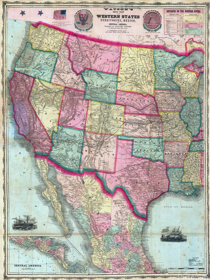 1869 Map of the Western United States by History In Your Home Wall Art