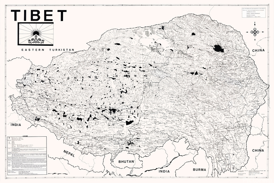 1950 Political and Geographical Map of Tibet Showing Provincial ...
