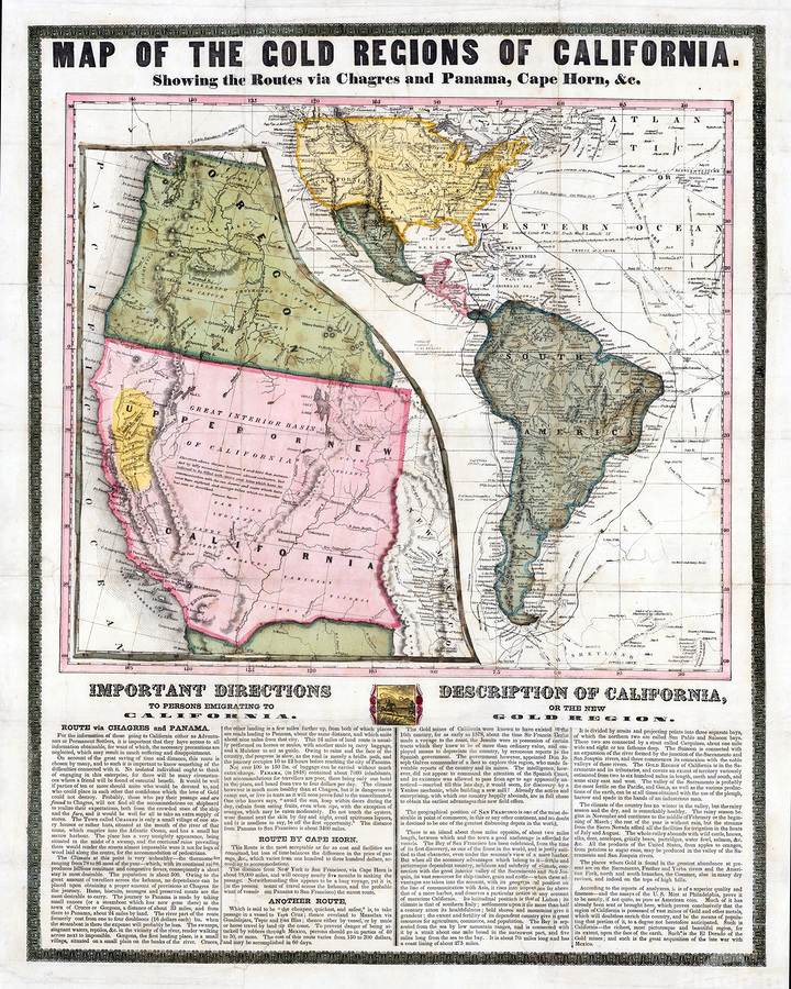 1849 Map of the Gold Regions of California by History In Your Home Wall Art