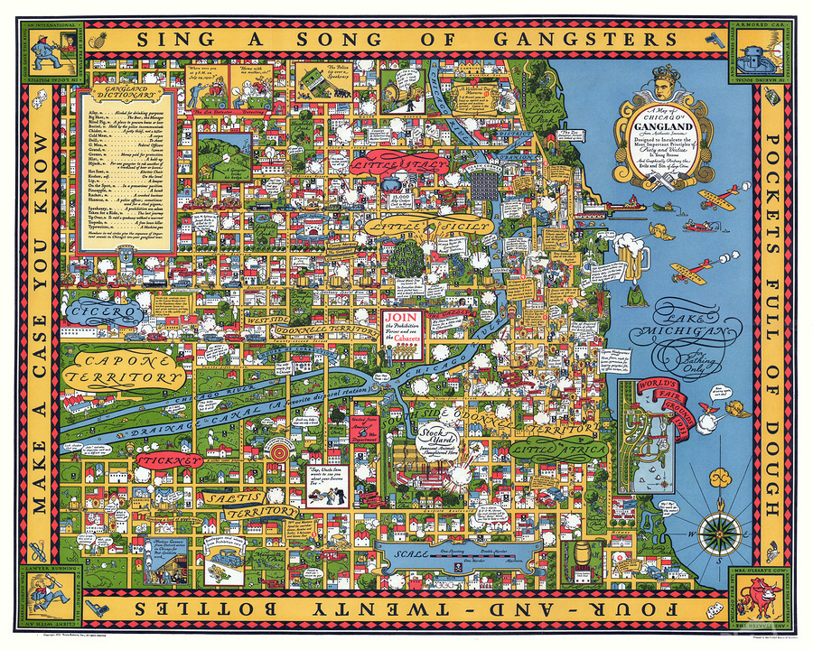 1931 Gangland Map of Chicago – Infamous Depiction of Organized Crime ...