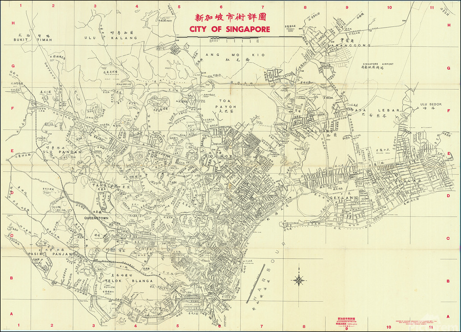 1955 Map of Singapore – Historical Southeast Asia City Chart Showing ...