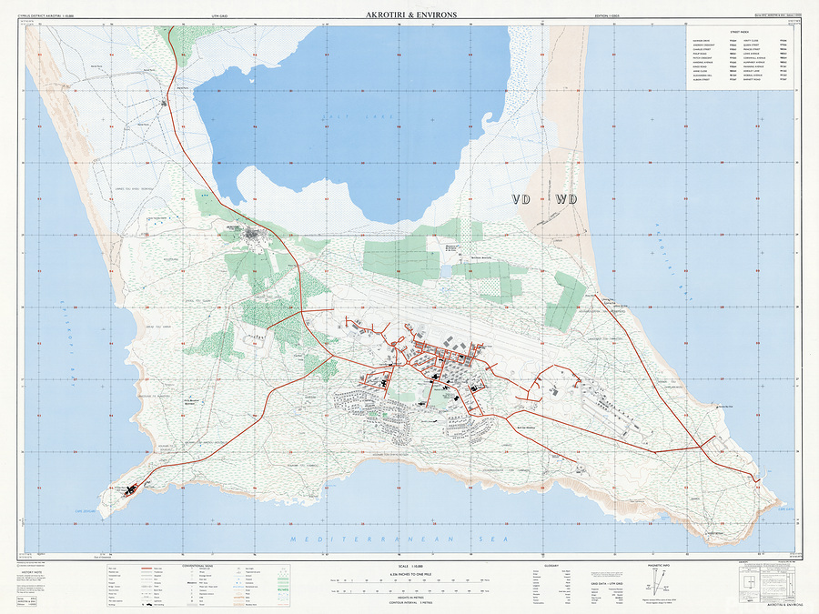 1968 Map of Akrotiri Cyprus – Mid-20th-Century Map Depicting the ...