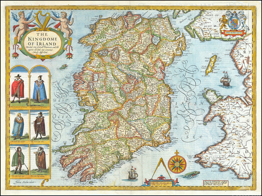 1610 Map of Ireland by John Speed – Early Decorative Cartography ...