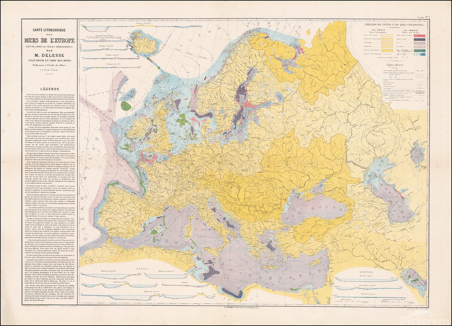 1872 Geological Map of Europe – Comprehensive 19th Century Survey ...