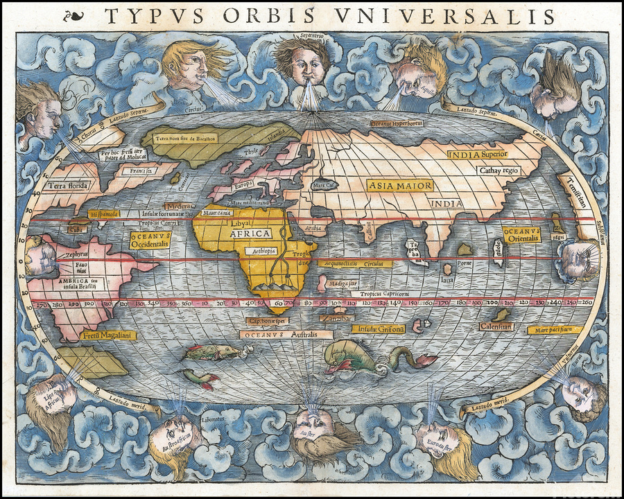 1540 Munster Map of the World by History In Your Home Wall Art