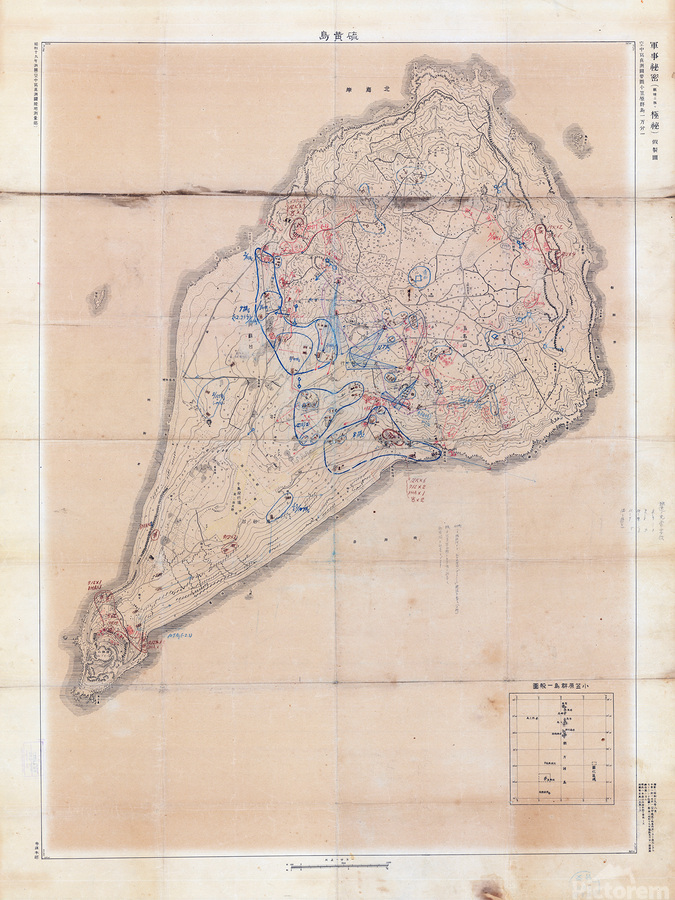 1944 Japanese Military Map Detailing WW2 Defensive Plans for Iwo Jima ...