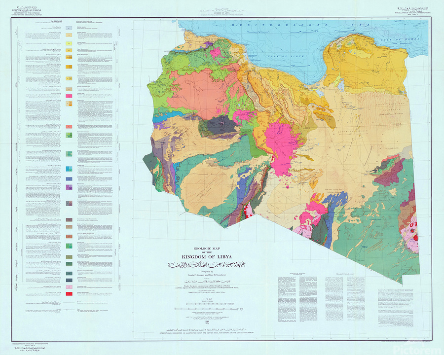 Geological Oil Map of the Kingdom of Libya Showing Subsurface Structure ...