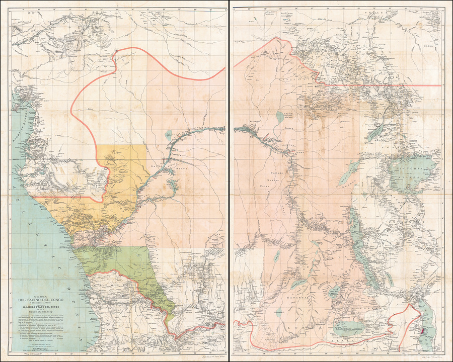 1877 Map of the Congo Basin – Exploration-Era Map Detailing River ...