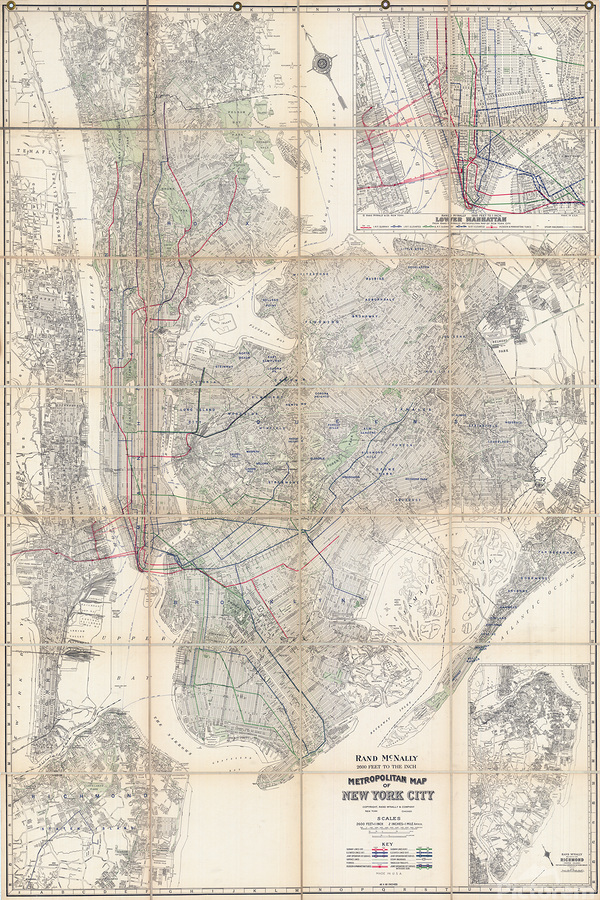 1915 Map of New York City – Early 20th Century Map Depicting Boroughs ...