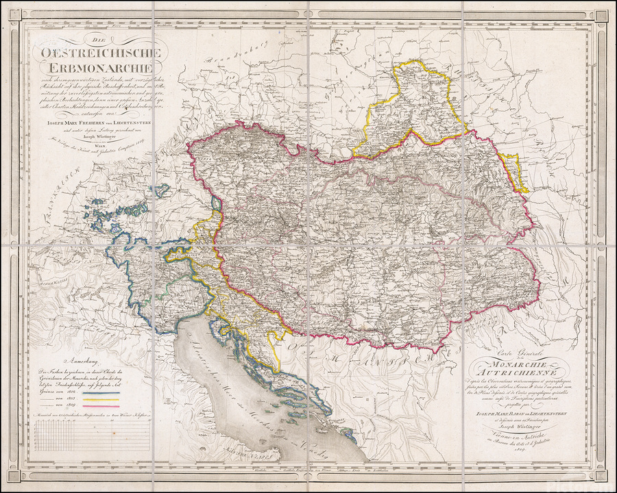 1809 Map of the Austrian Empire – Napoleonic-Era Political Map Showing ...