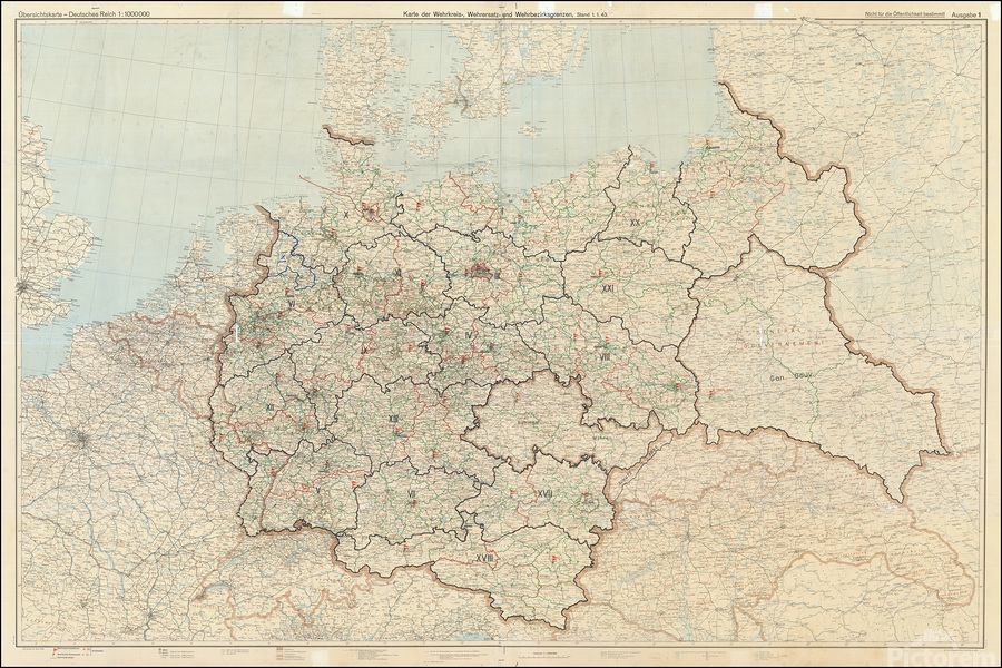 1943 High Command Map of Nazi Germany – Territorial Extent of the Third ...
