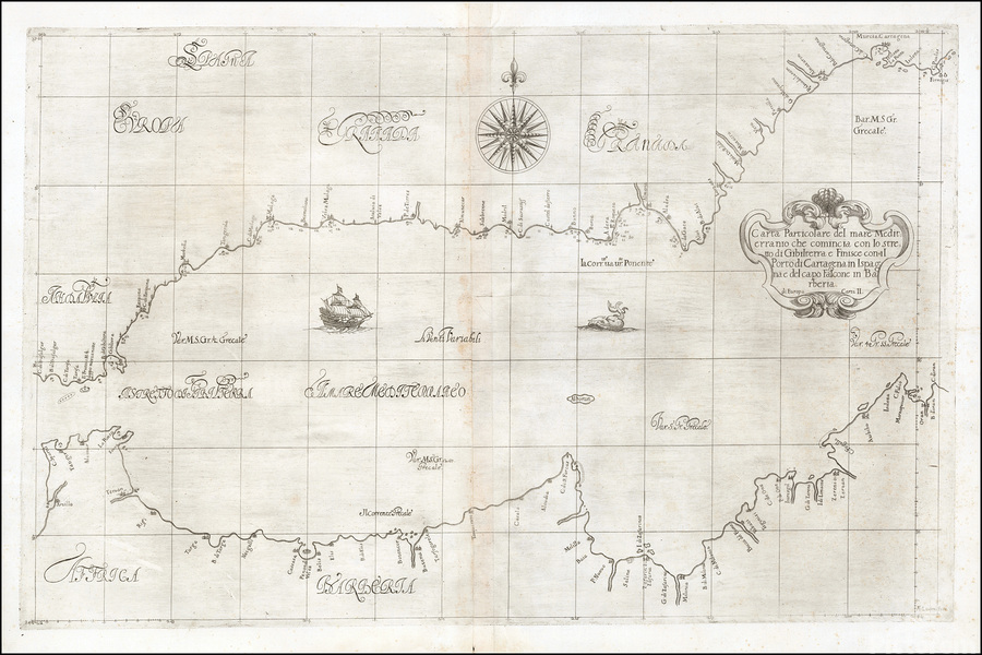 1646 Sea Chart of the Western Mediterranean and Gibraltar – 17th ...