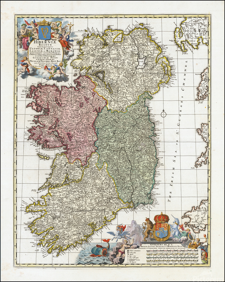 17th Century Down Survey Map of Ireland – Post-Cromwellian Land Survey ...