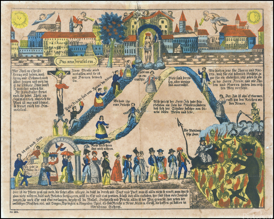 19th Century Chart Illustrating the Spiritual Paths of Good and Evil ...
