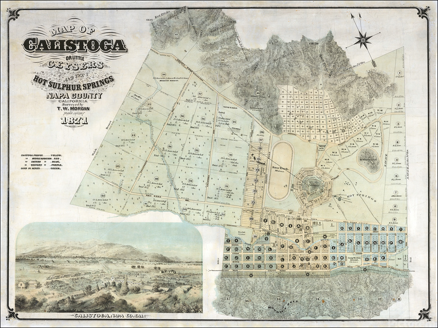 1871 Map of Calistoga California – Early Napa Valley Settlement Map ...