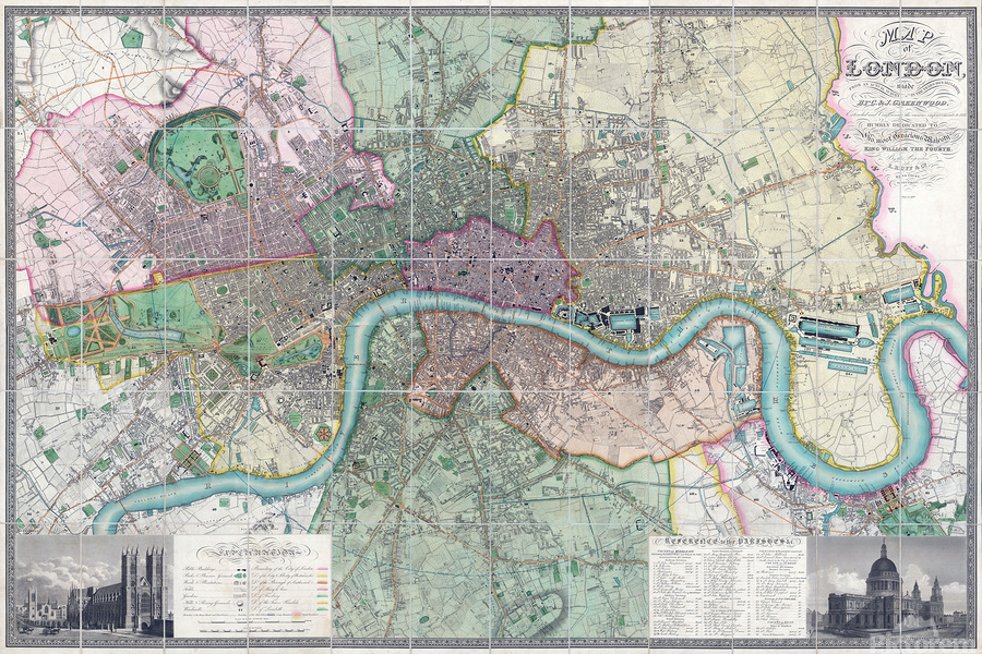 1835 Map of London England Showing Streets Parks and Boroughs During ...