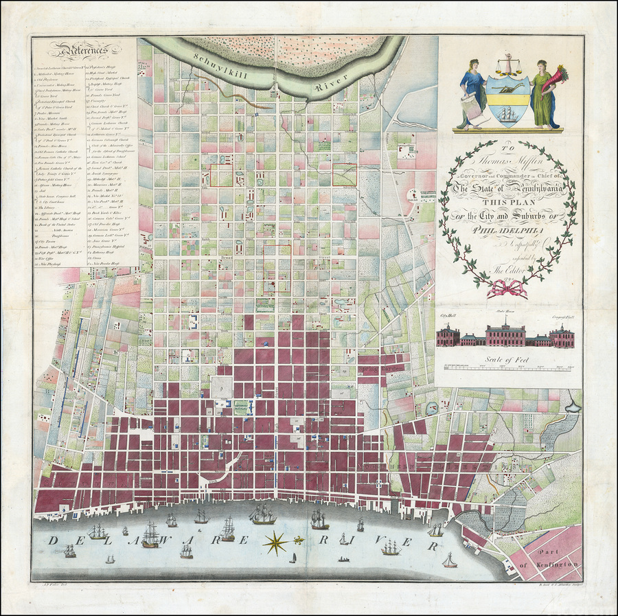 1794 Map of Philadelphia – Historic Late 18th Century City Map ...