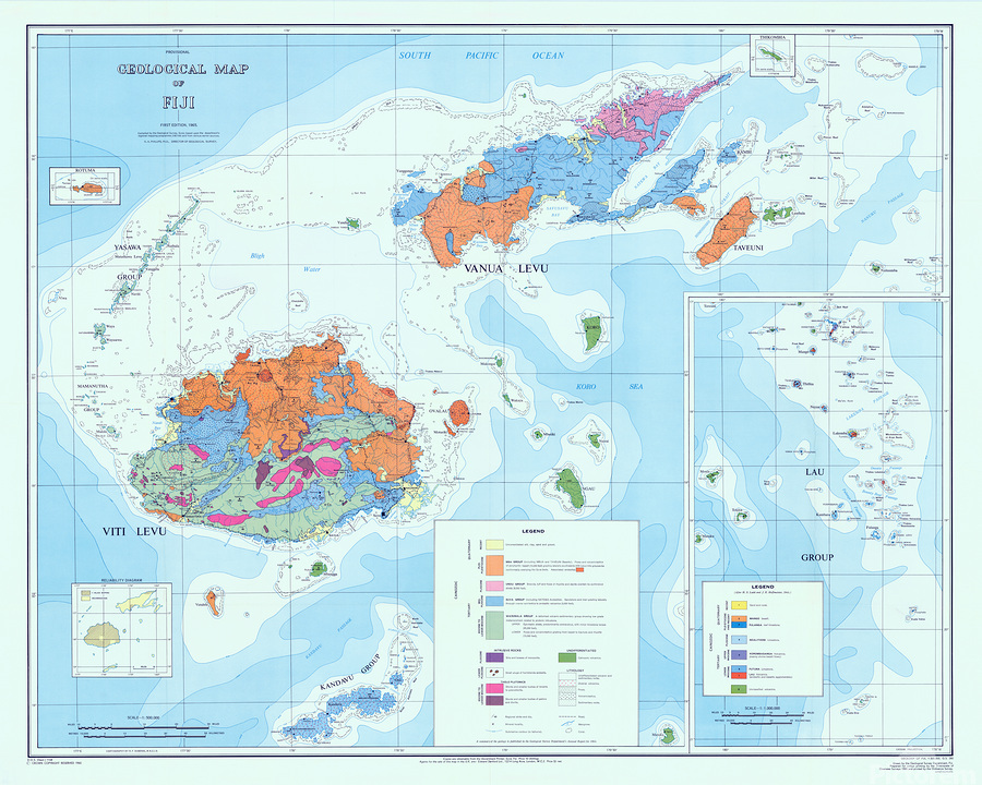 Geological Map of Fiji Islands by History In Your Home Wall Art