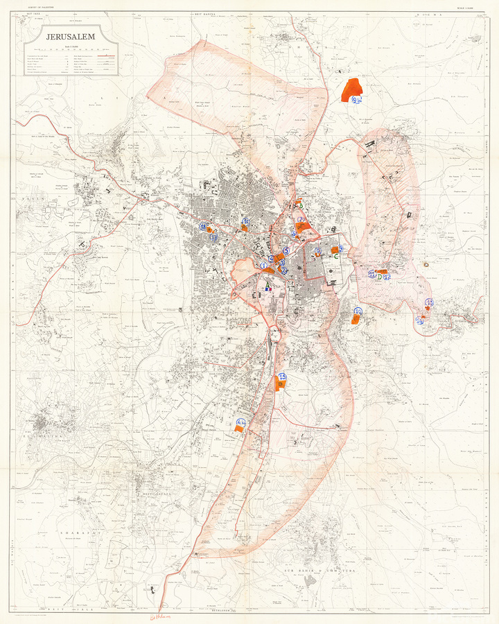 1947 Map of Jerusalem – Political and Religious Map of the Holy City ...
