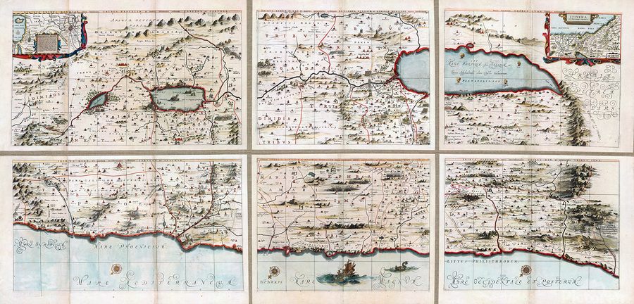 17th Century Jansson and Hornius Map of the Holy Land and the Twelve Tribes of Israel by History ...