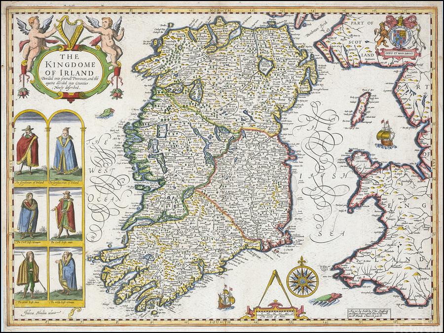 1626 John Speed Map of Ireland by History In Your Home Wall Art