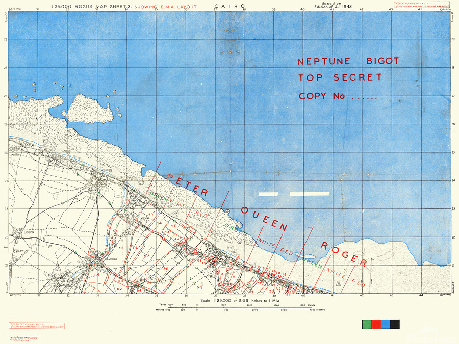 1944 Top Secret D-Day Deception Map – Bogus British Invasion Map of ...