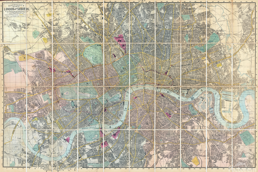 1888 Map of London England by History In Your Home Wall Art