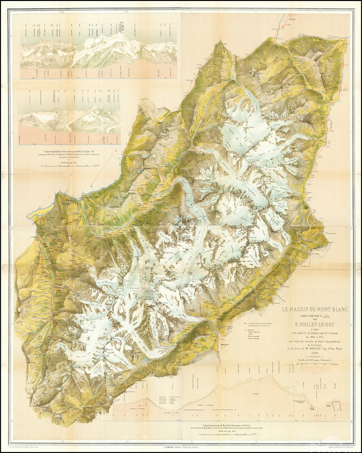 1876 Map of Mont Blanc – Nineteenth-Century Scientific Topographical ...