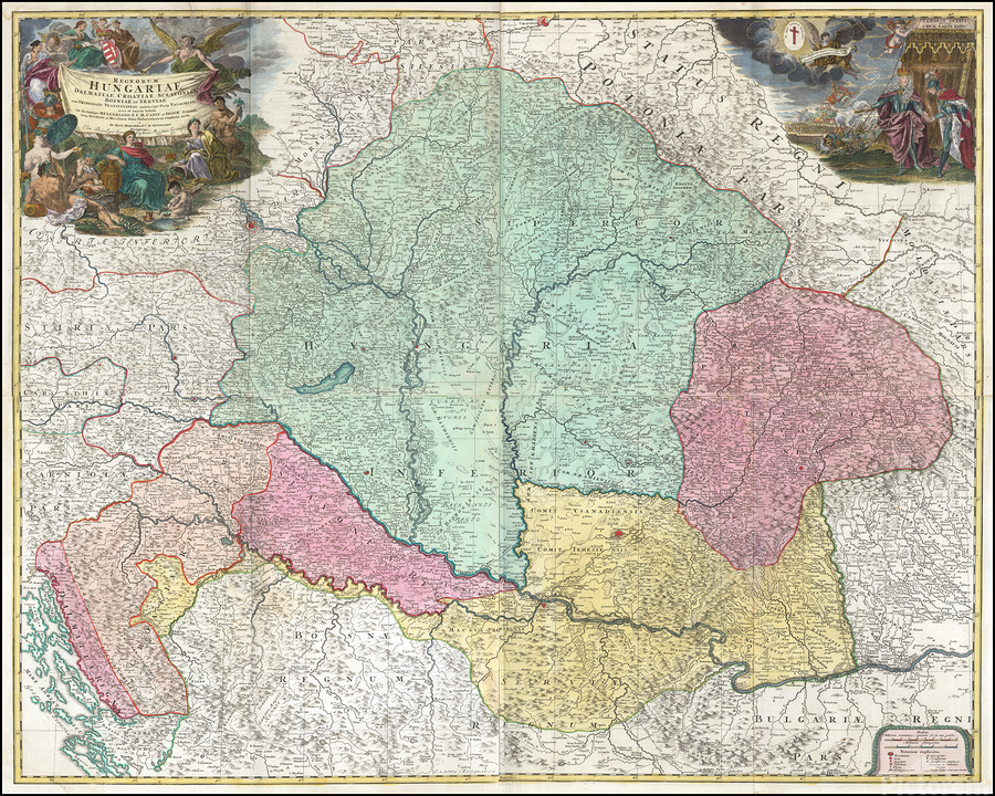 1720 Map of the Kingdom of Hungary – Early 18th Century Map Depicting ...