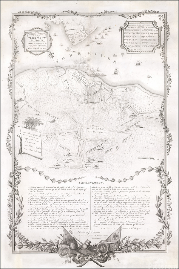 Military Map of the 1781 American Revolutionary War Siege of Yorktown ...