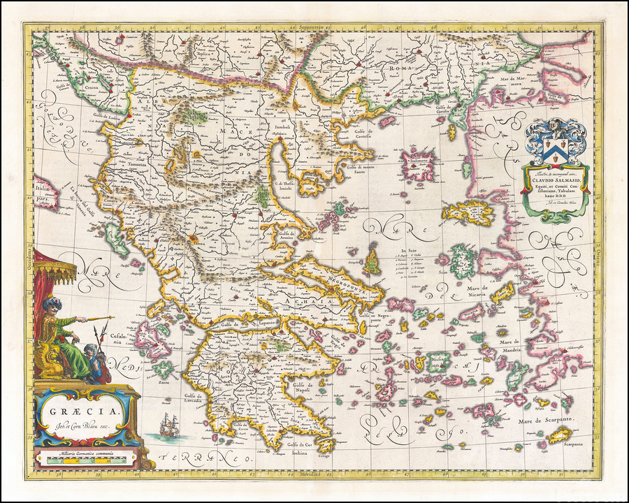 17th Century Map of Greece – Detailed Early Modern Map Depicting ...