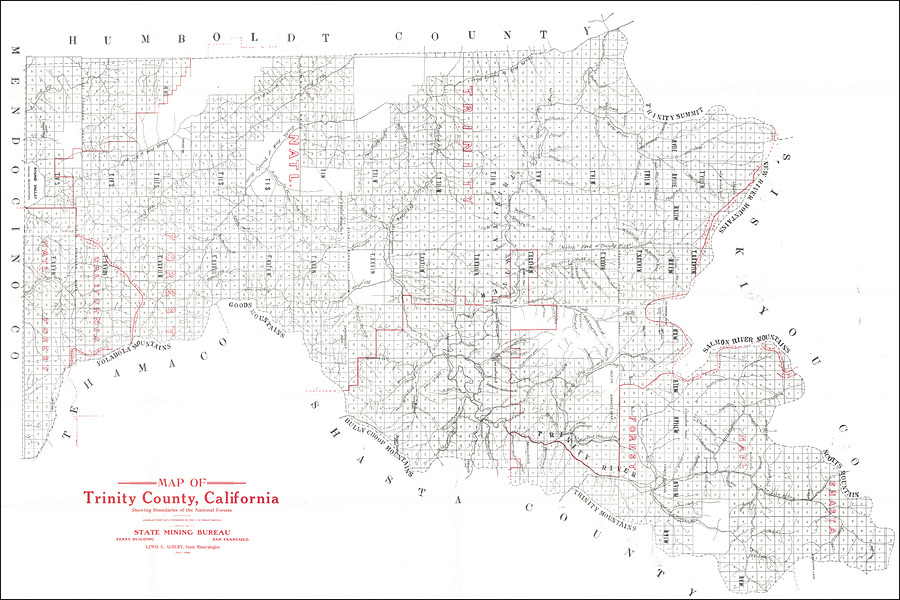 1909 Map of Trinity County California by History In Your Home Wall Art
