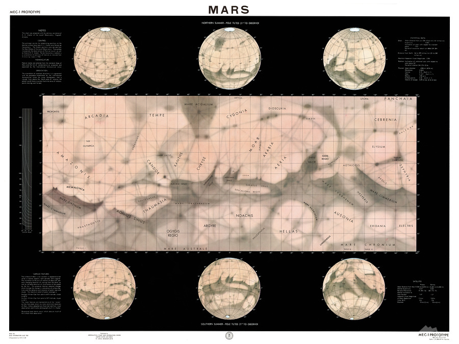 NASA Map of Mars – Planetary Surface Map Showing Martian Craters ...