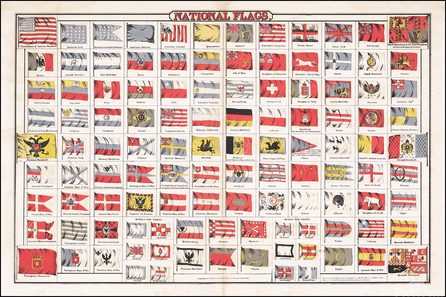 1868 Colton Chart of National Flags – American-Printed Illustrated ...