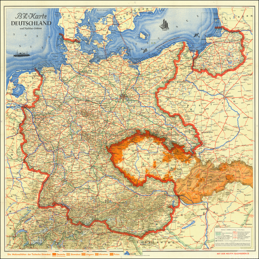 1938 Political Map of Germany – Depicting Territorial Expansion Under ...