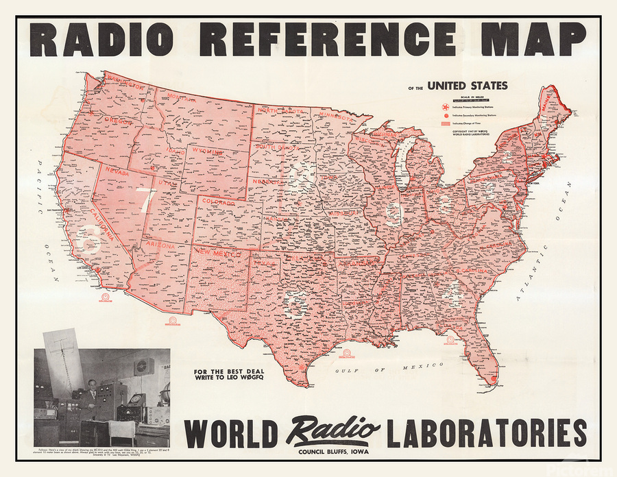 1947 Radio Map of the United States – Historic Mid-Century Broadcast ...