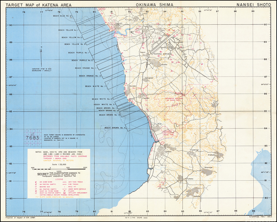 1945 Target Map of Katena Area Okinawa – WWII Military Intelligence ...