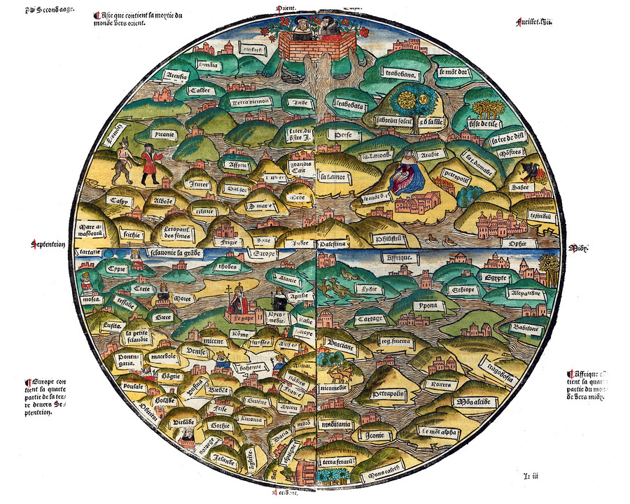 1491 Medieval Mappa Mundi World Map Showing Religious Cosmology ...