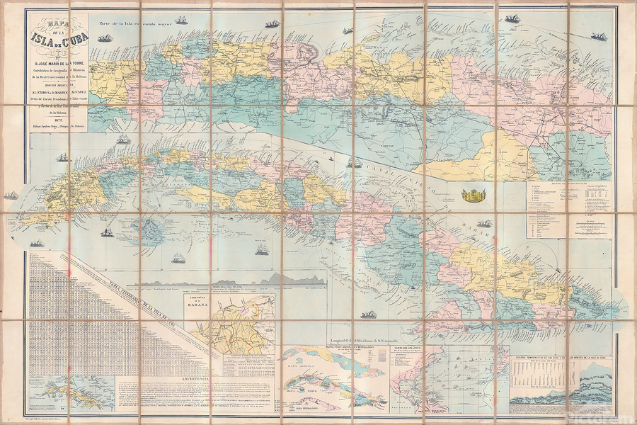 1873 Map of Cuba by History In Your Home Wall Art