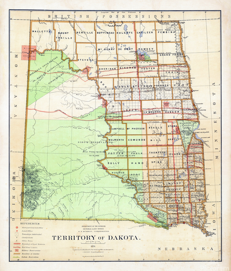 1878 Map of Dakota Territory – Historic Pre-Statehood U.S. Frontier Map ...