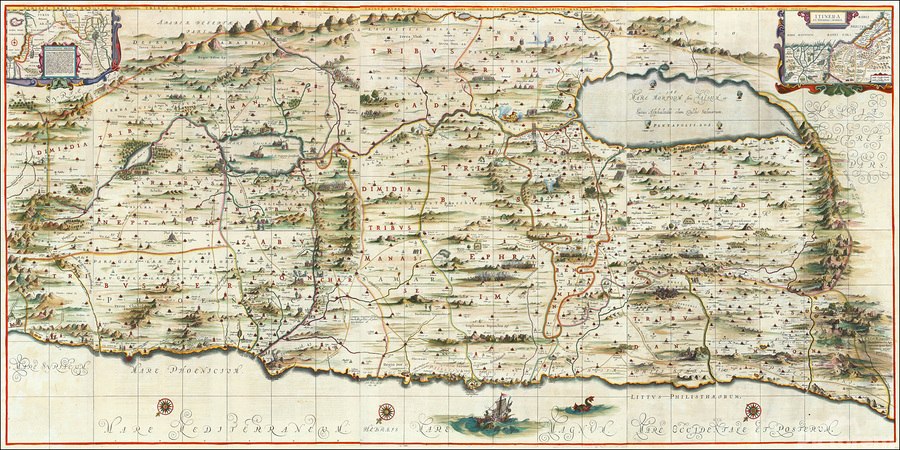 1658 Map of the Holy Land Depicting the Biblical Division into the ...